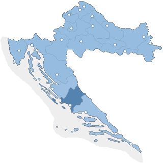 Šibenik - mapa župy Chorvátsko