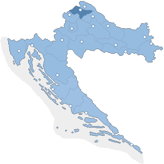 Varaždin - mapa župy Chorvátsko